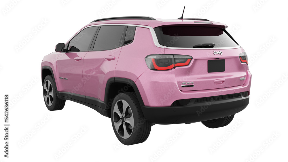 pink JEEP COMPASS, back view, 3d rendering of PNG transparent car Stock ...