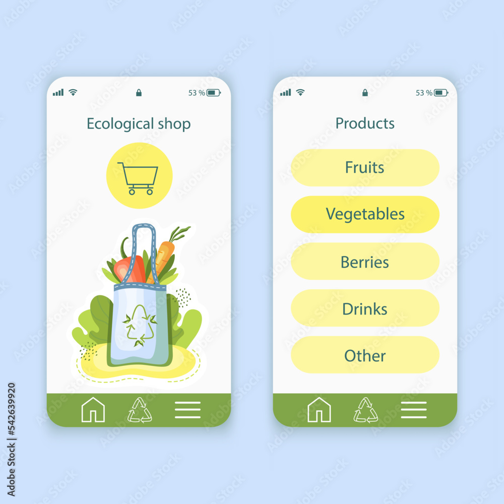 Set of UI, UX screens for mobile app about ecology. Ecology Dashboard ...