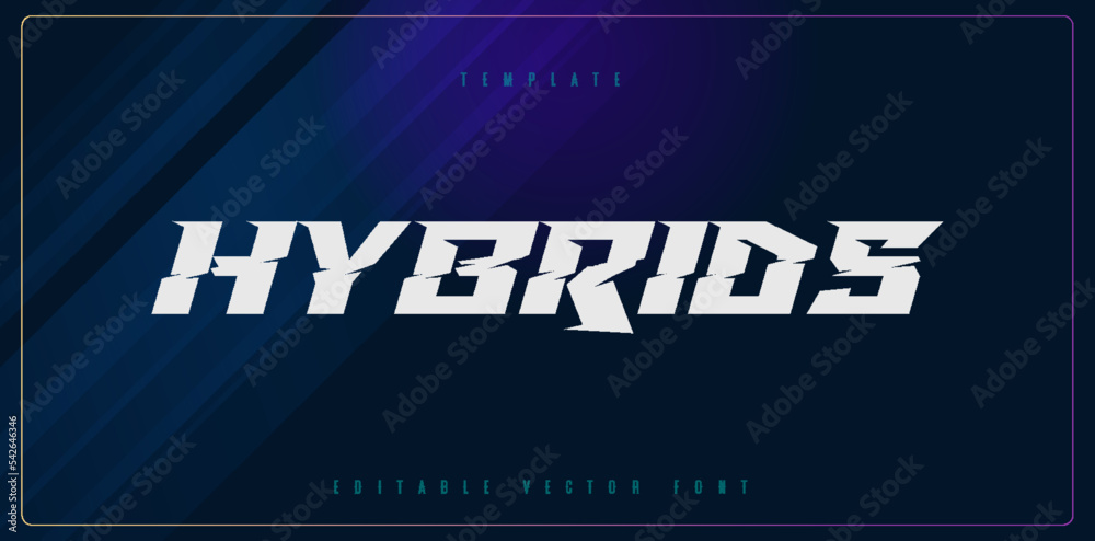 Hybrids Text Sport Modern Italic Alphabet Gold Font Template ...