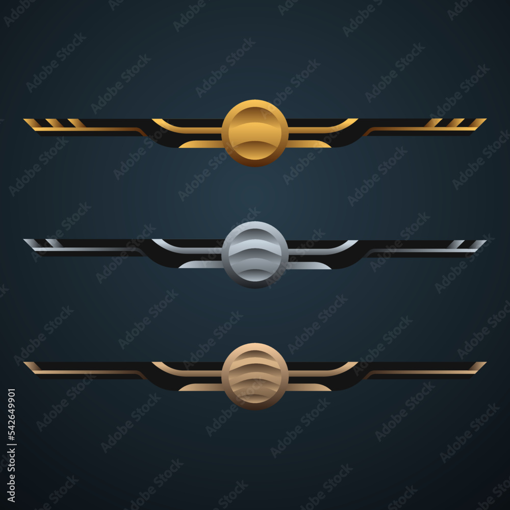 Game level achievement rank bars with gold, silver and bronze for game ...