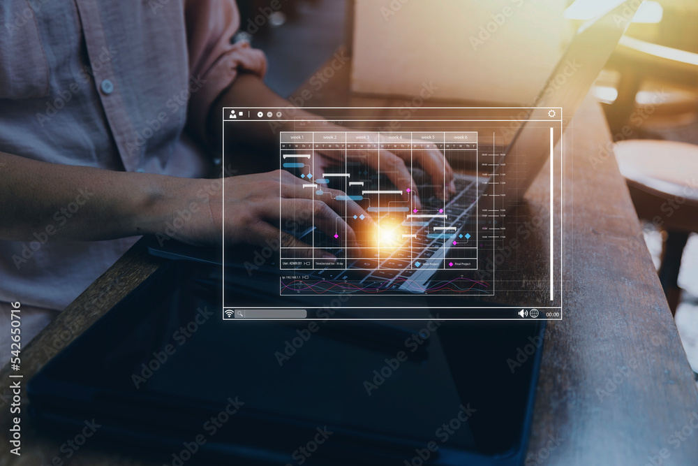 Analyst working with computer in Business Analytics and Data Management ...