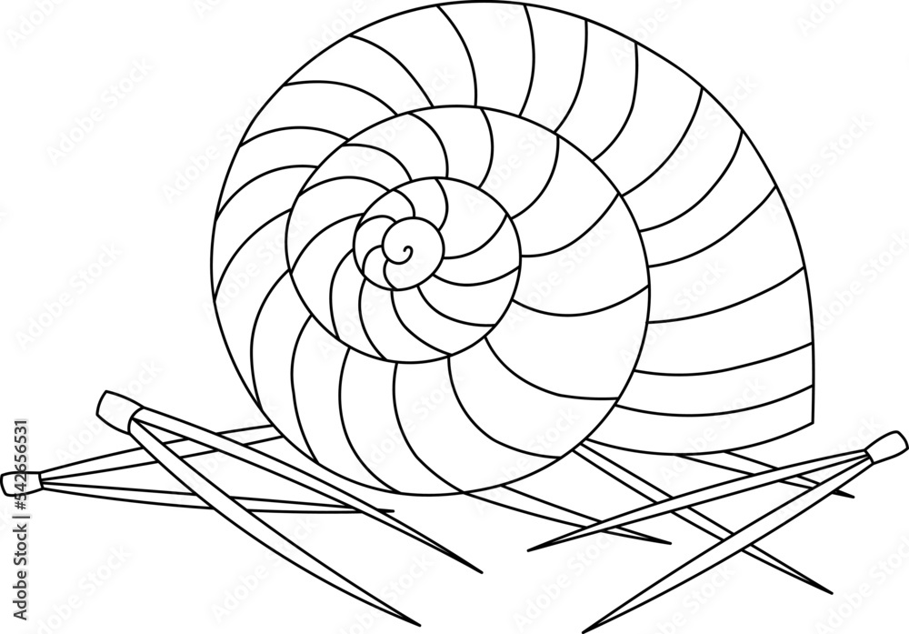 Cute coloring page for kids with cartoon empty snail shell. Cartoon ...