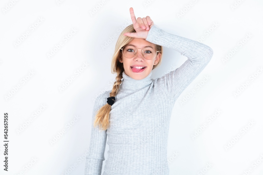 beautiful caucasian teen girl wearing gray turtleneck sweater over ...