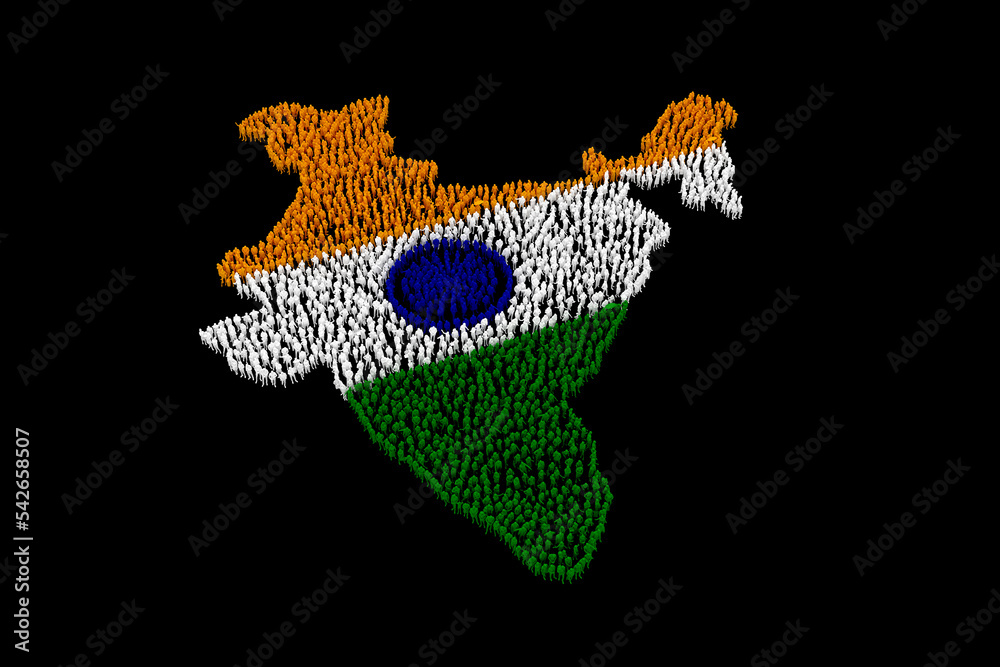 A large group of people with the Indian flag color create the Indian ...