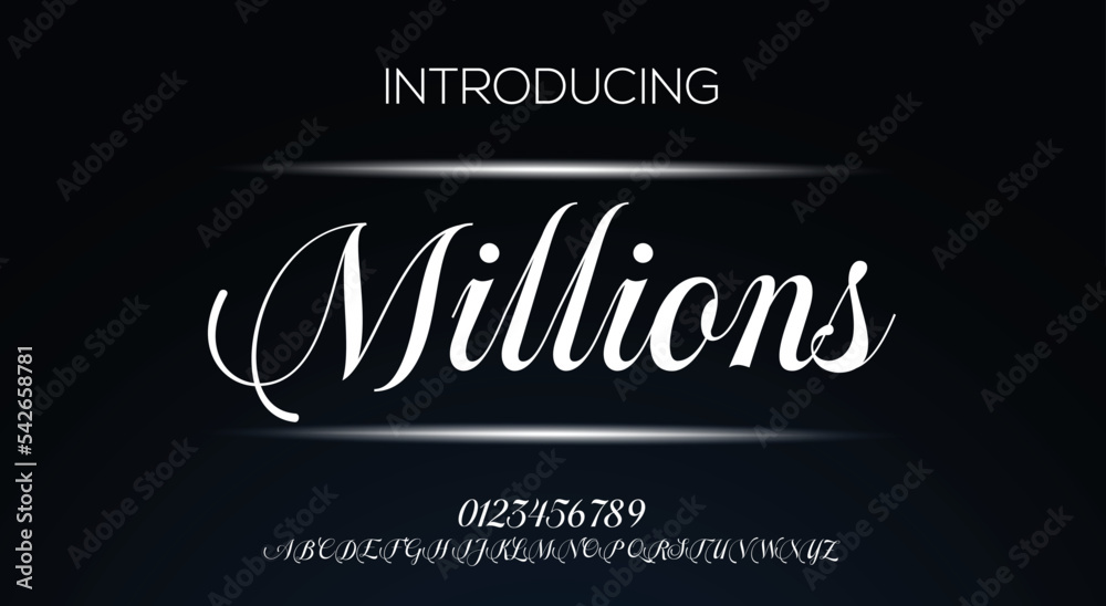 MILLIONS Hand drawn calligraphic vector monoline font. Distress ...