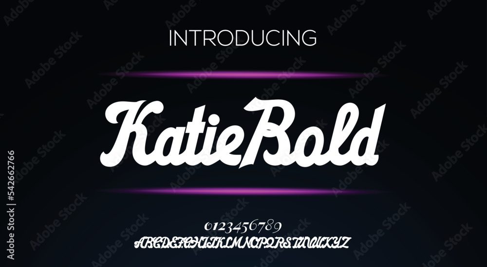 KATIE BOLD Hand drawn calligraphic vector monoline font. Distress ...