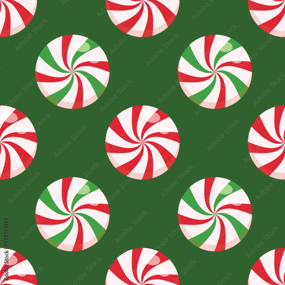 Seamless Christmas pattern with candy. Peppermint Pattern. Strawberry ...