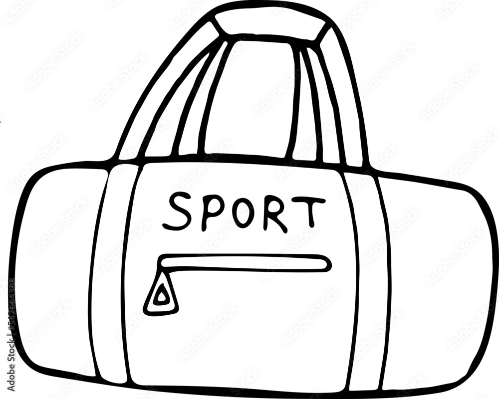Hand drawn sports bag icon. Vector illustration, doodle style. Sports ...