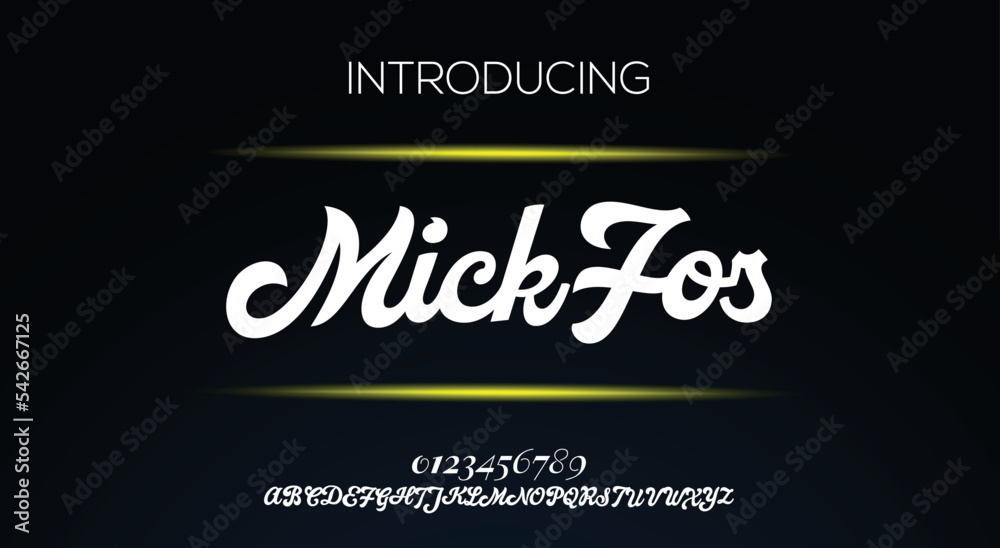 MICK FOS Hand drawn calligraphic vector monoline font. Distress ...