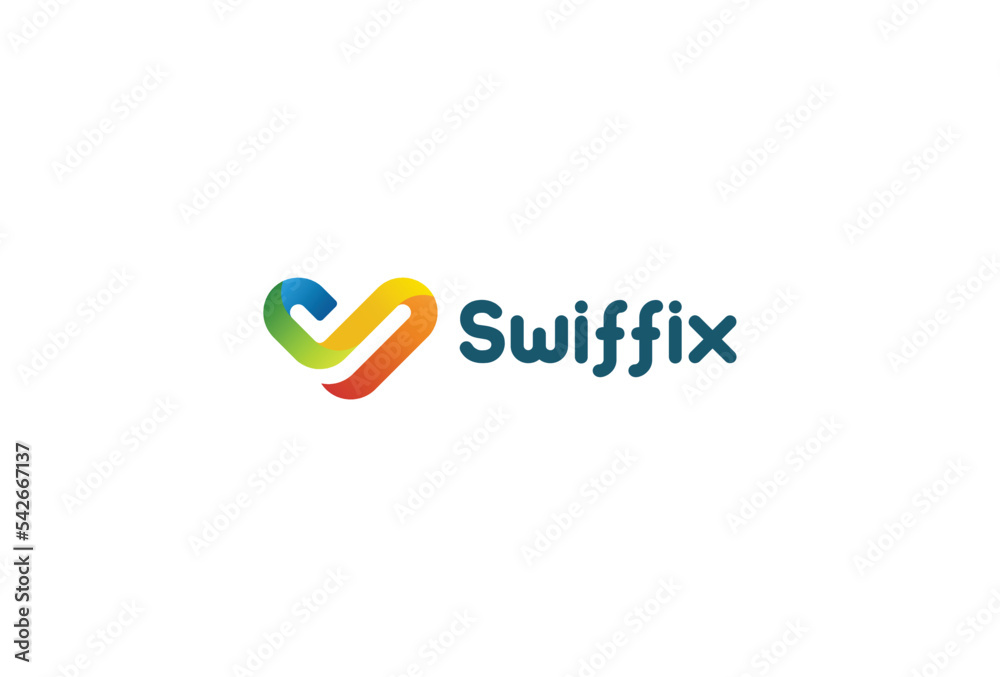 Monogram letter S with heart logo design Stock Vector | Adobe Stock