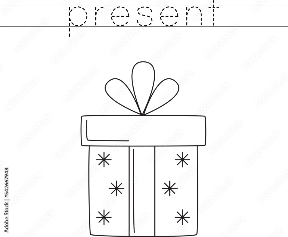 Trace the letters and color cartoon present. Handwriting practice for ...