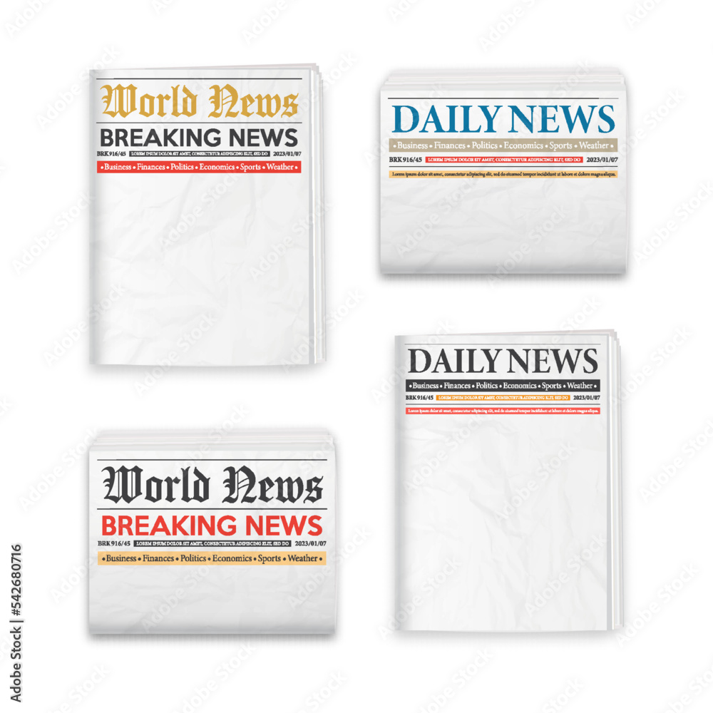 Folded newspaper mockup. Blank background for news page template. Daily ...
