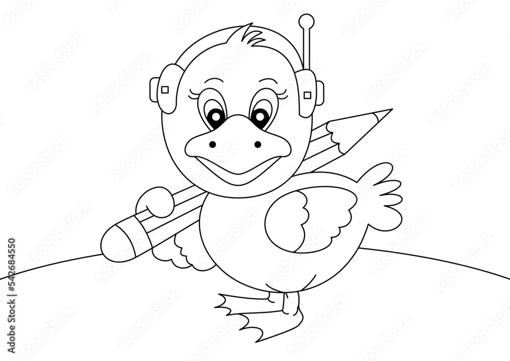 cartoon cute duck for coloring page Stock Vector | Adobe Stock