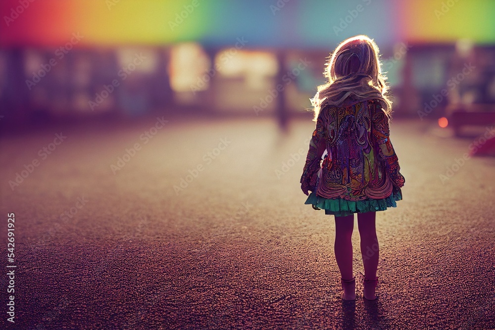 Midjourney render of mockup, non-existent child on playground Stock ...