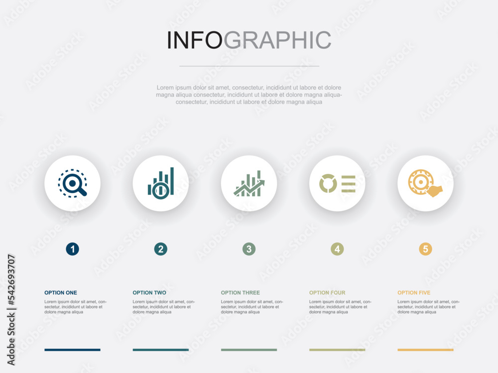analytics, data visualization, linear graph, info chart, web research icons Infographic design ...