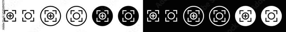 Focus mode button icon vector collection. Target destination icon. Aim ...