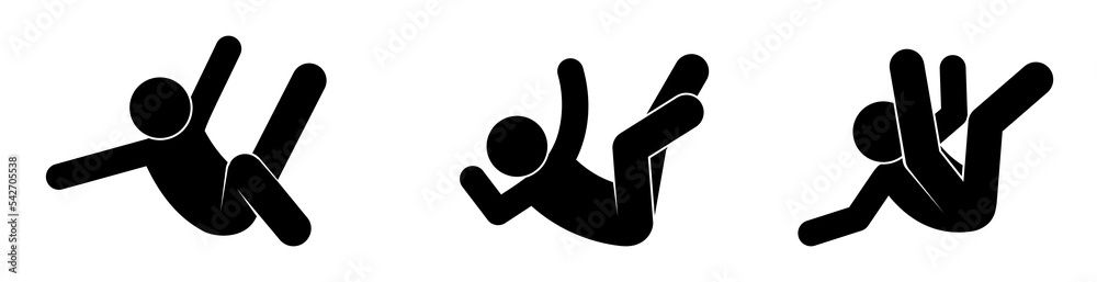 falling man pose, icon set, stick figure human silhouette Stock Vector ...