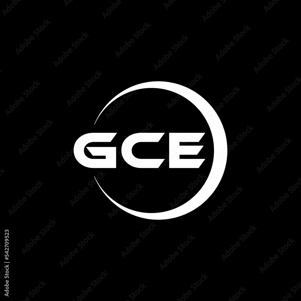 GCE letter logo design with black background in illustrator, cube logo ...