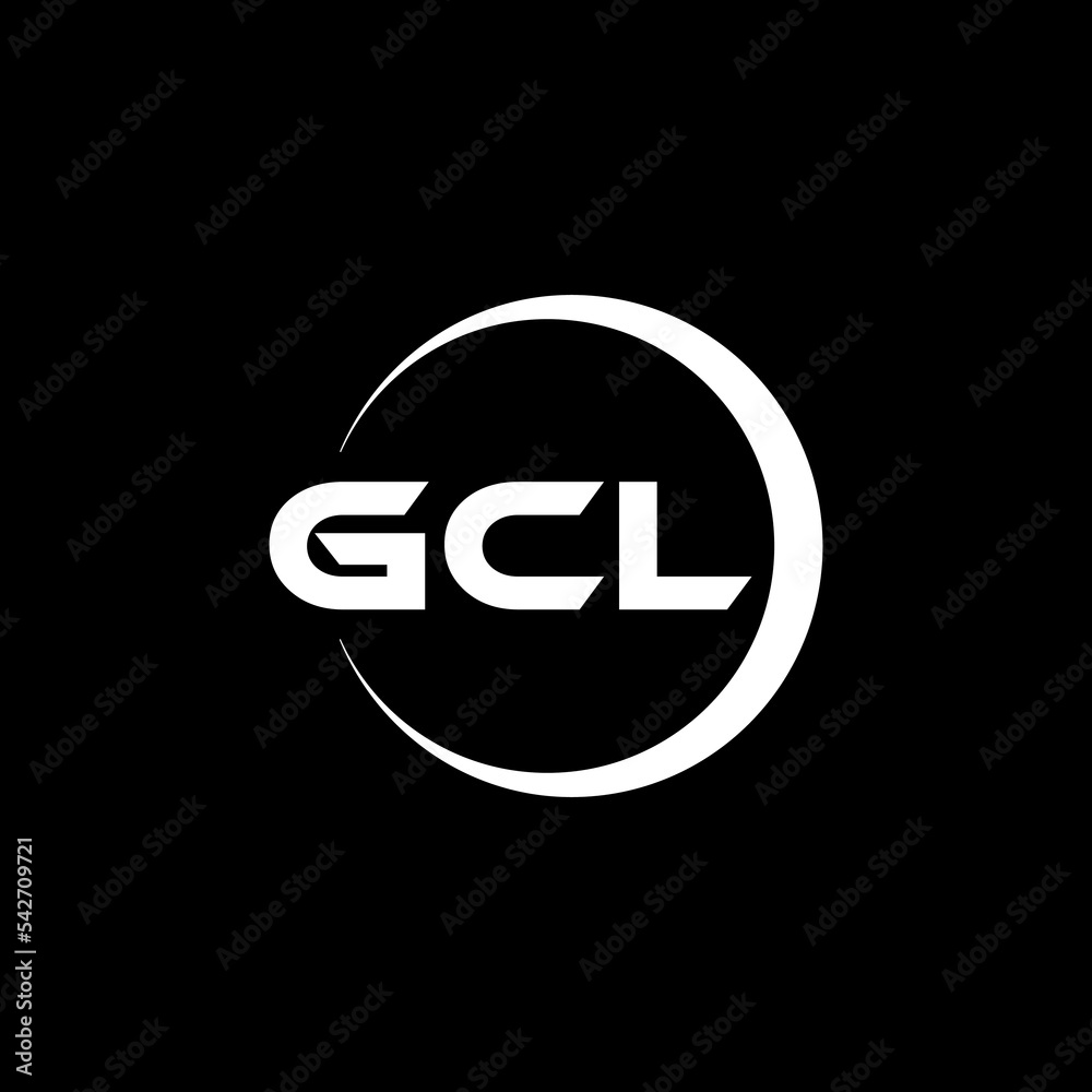 Vetor do Stock: GCL letter logo design with black background in ...