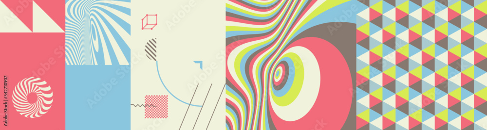 Art composition with geometric shapes and forms. Pattern with optical ...