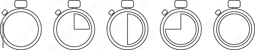 Set of Timer vector icon. Stopwatch symbol. PNG countdown circle clock ...