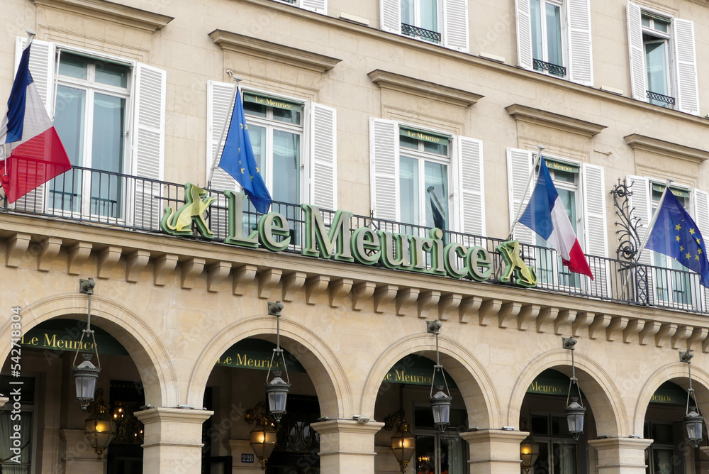 Paris, France. October 30. 2022. Famous five star hotel, Le Meurice ...