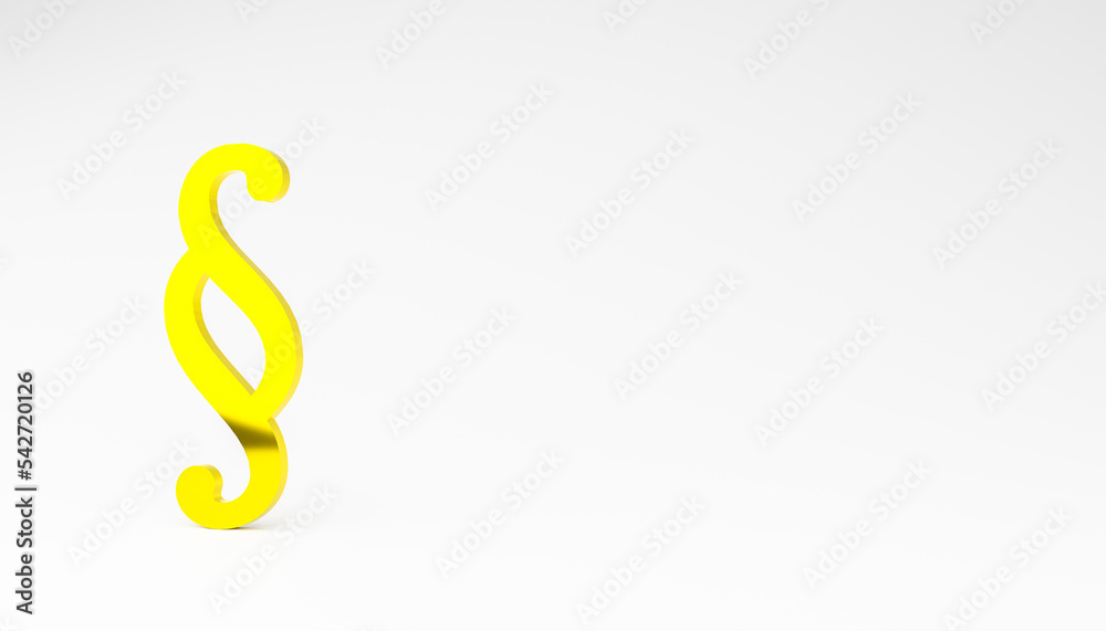 Abstract 3d-illustration of a golden paragraph sign in front of a white ...