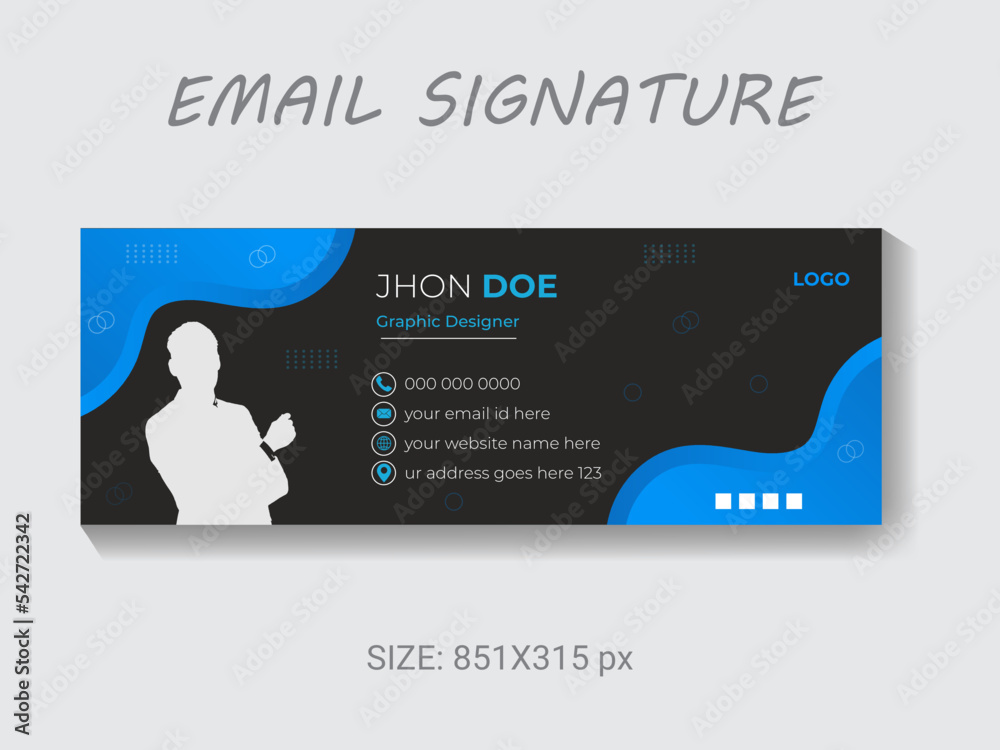 Email signature vector banner template, mail footer and personal social ...