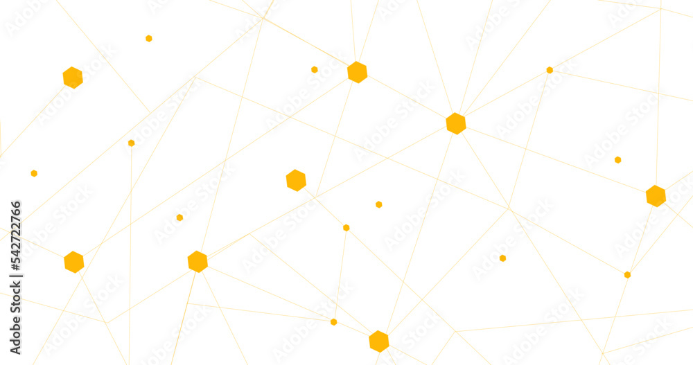 Orange network. Abstract connection on white background. Network ...