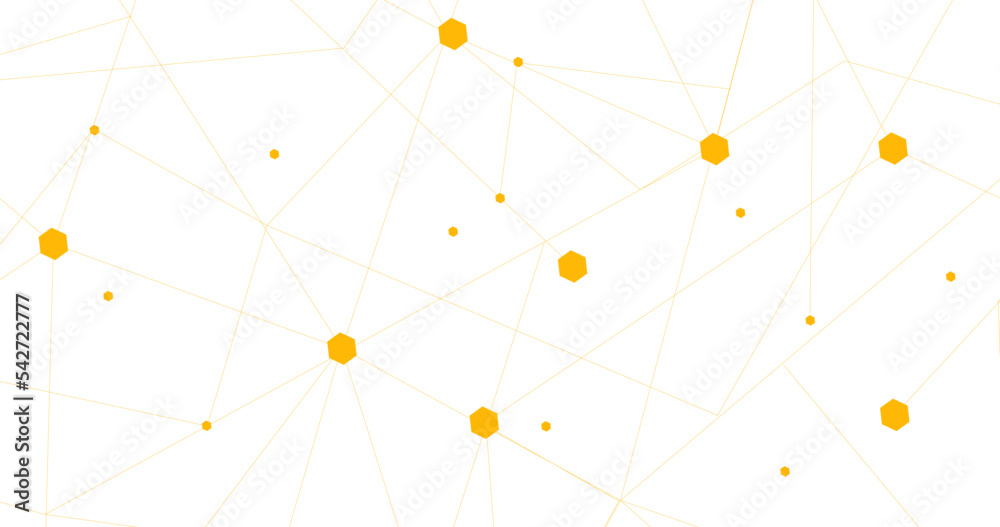 Orange network. Abstract connection on white background. Network ...