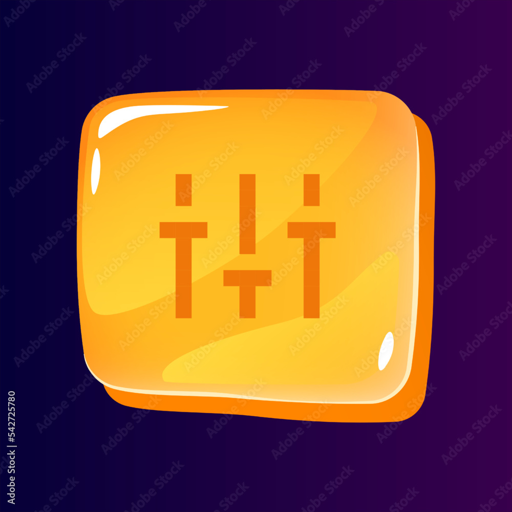 Filters glossy ui button with pixelated icon. Choose parameter ...