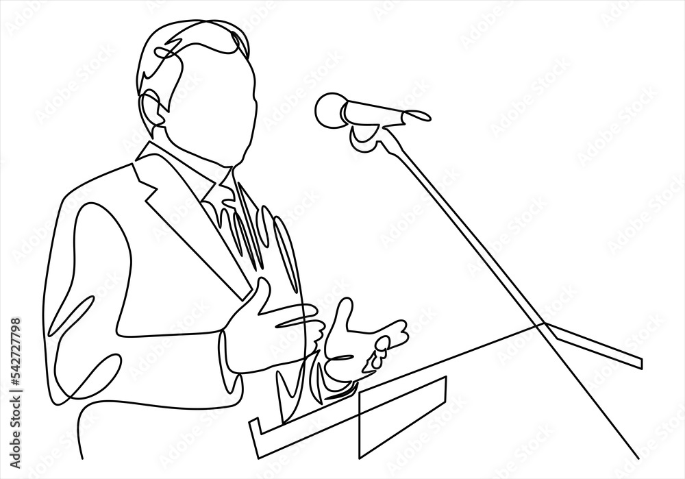 Business conference, business meeting. Man at rostrum in front of ...