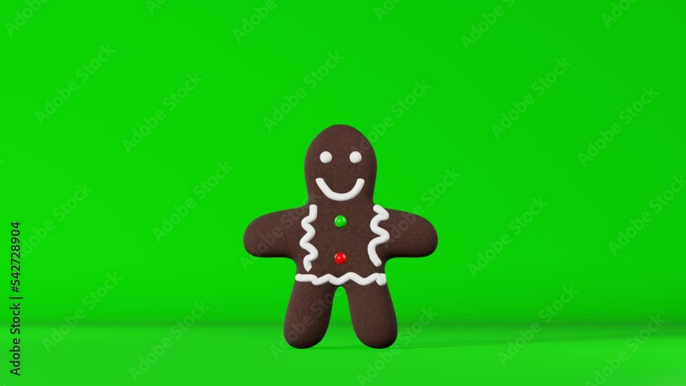 Vidéo Stock Gingerbread man chroma key green screen background 3D ...