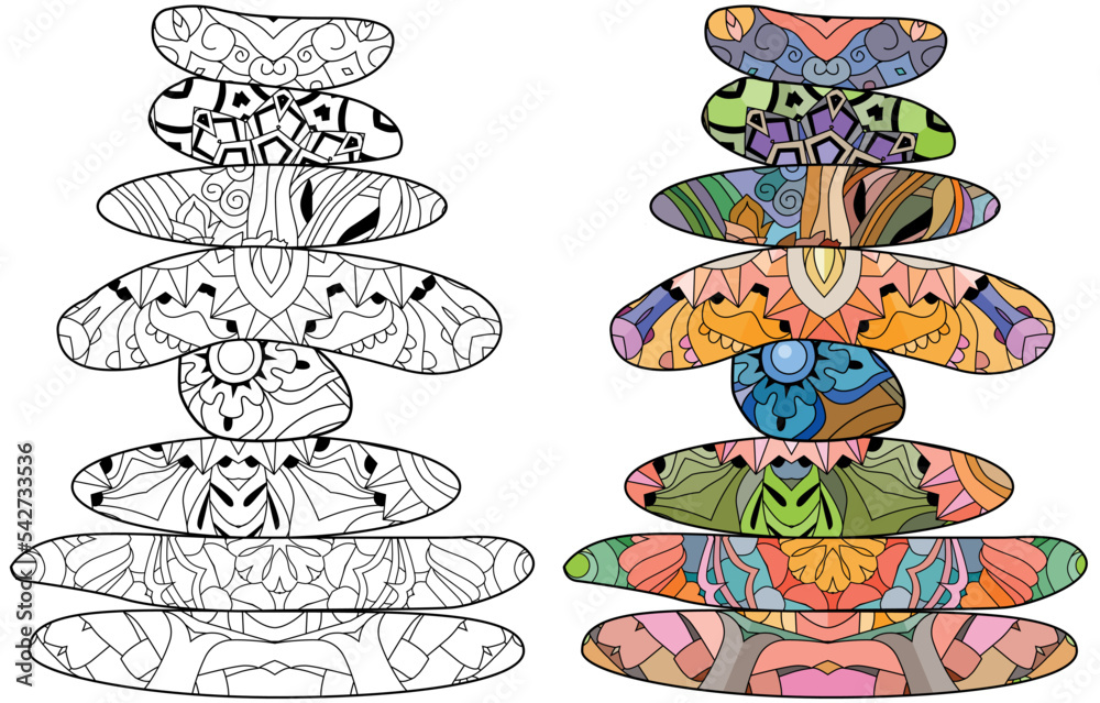 Vector Illustration of balance made of decorative stones for coloring ...