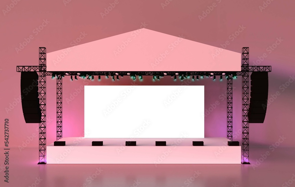 Stage rigging truss system with blank backdrop concert performance ...