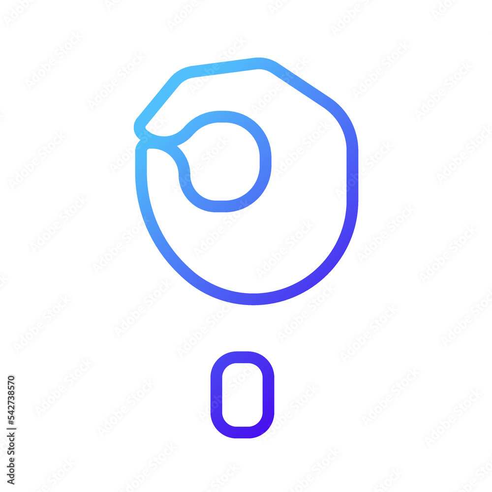 Singing letter O in ASL pixel perfect gradient linear vector icon ...