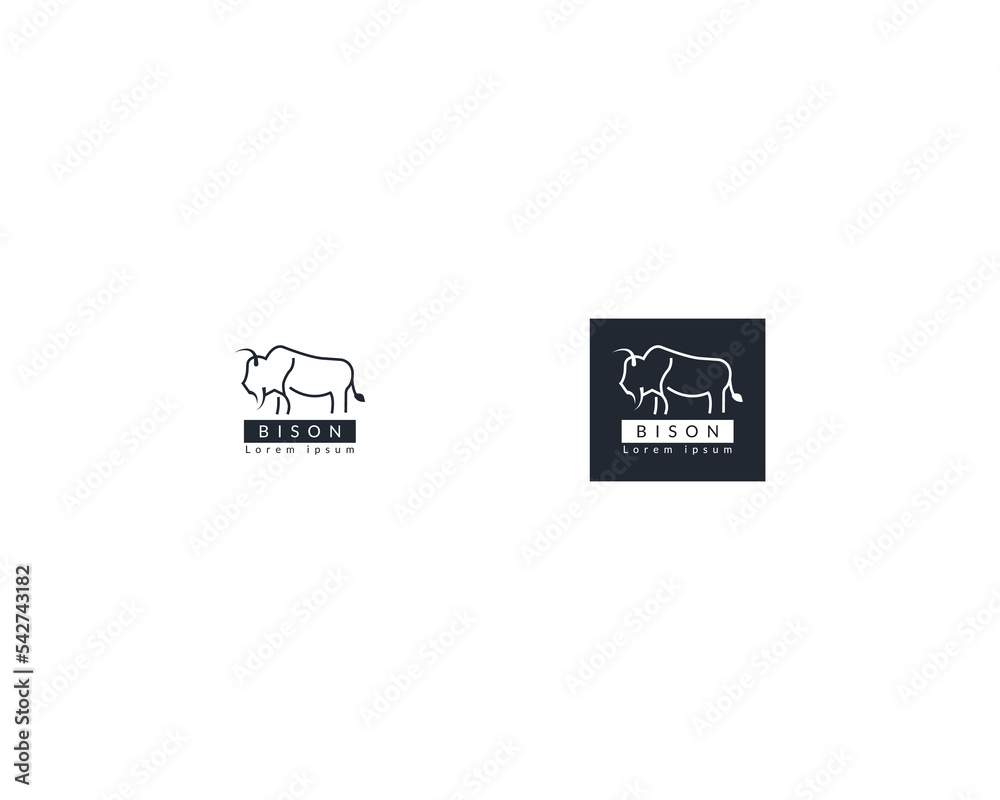 African Bison Bull Standing, Silhouette buffalo side view logo design ...