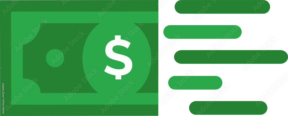 Fast Send Money Transfer Funds Payment Icon. Flying Dollar Money Send ...