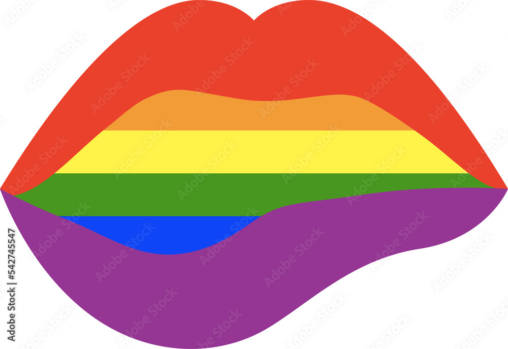 Rainbow colored lips. Flag of LGBTQ community on lips. Vector ...