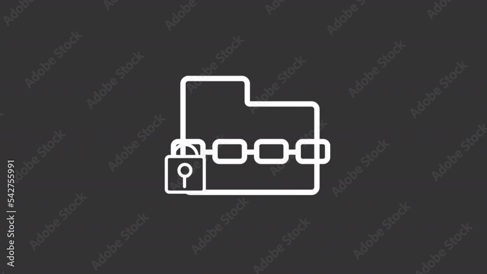 Animated ransomware white line icon. Malicious program. Cryptoviral extortion. Seamless loop HD ...