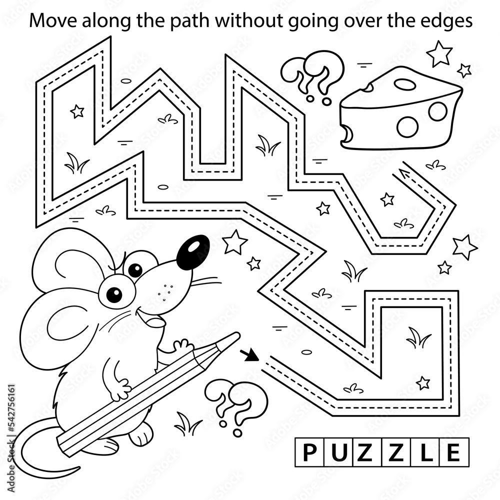 Handwriting practice sheet. Simple educational game or maze. Coloring ...