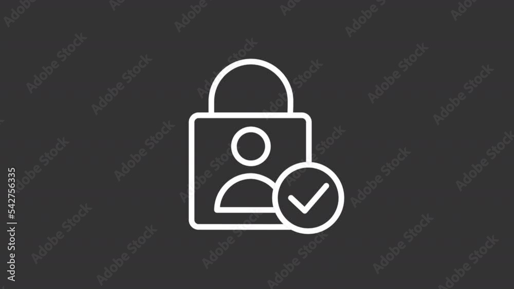 Animated privacy white line icon. Identity verification. Personality ...
