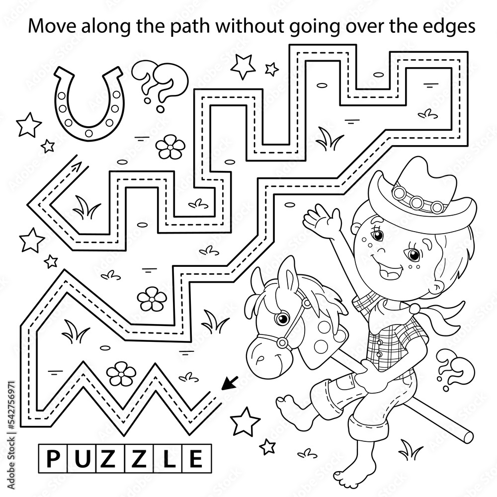 Cowboy Maze Hat Mazes Kids Printable Museprintables Activity Wild West ...