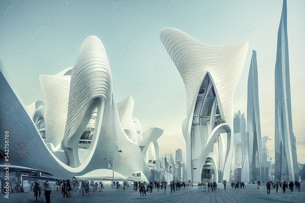 Konzept Zukunftsvision einer Stad in der Zukunft Science-Fiction ...