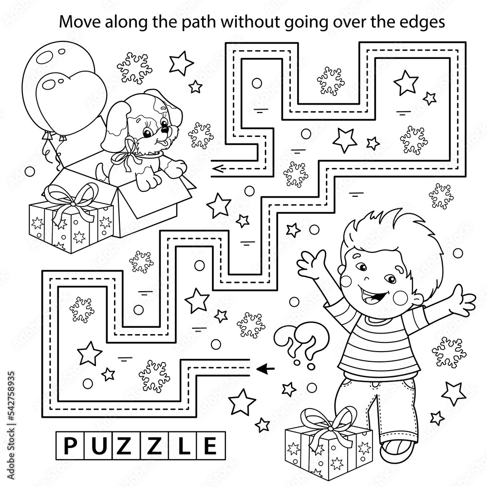 Handwriting practice sheet. Simple educational game or maze. Coloring ...