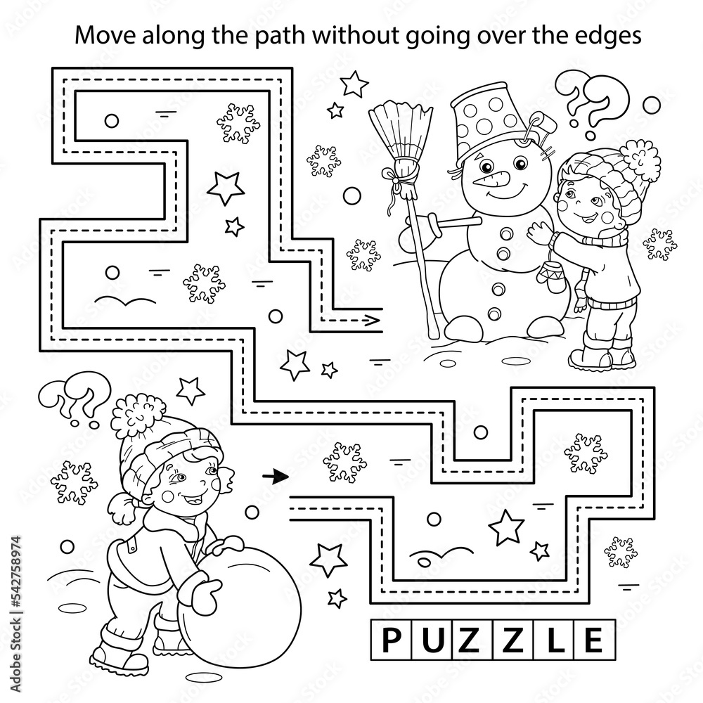 Handwriting practice sheet. Simple educational game or maze. Coloring ...