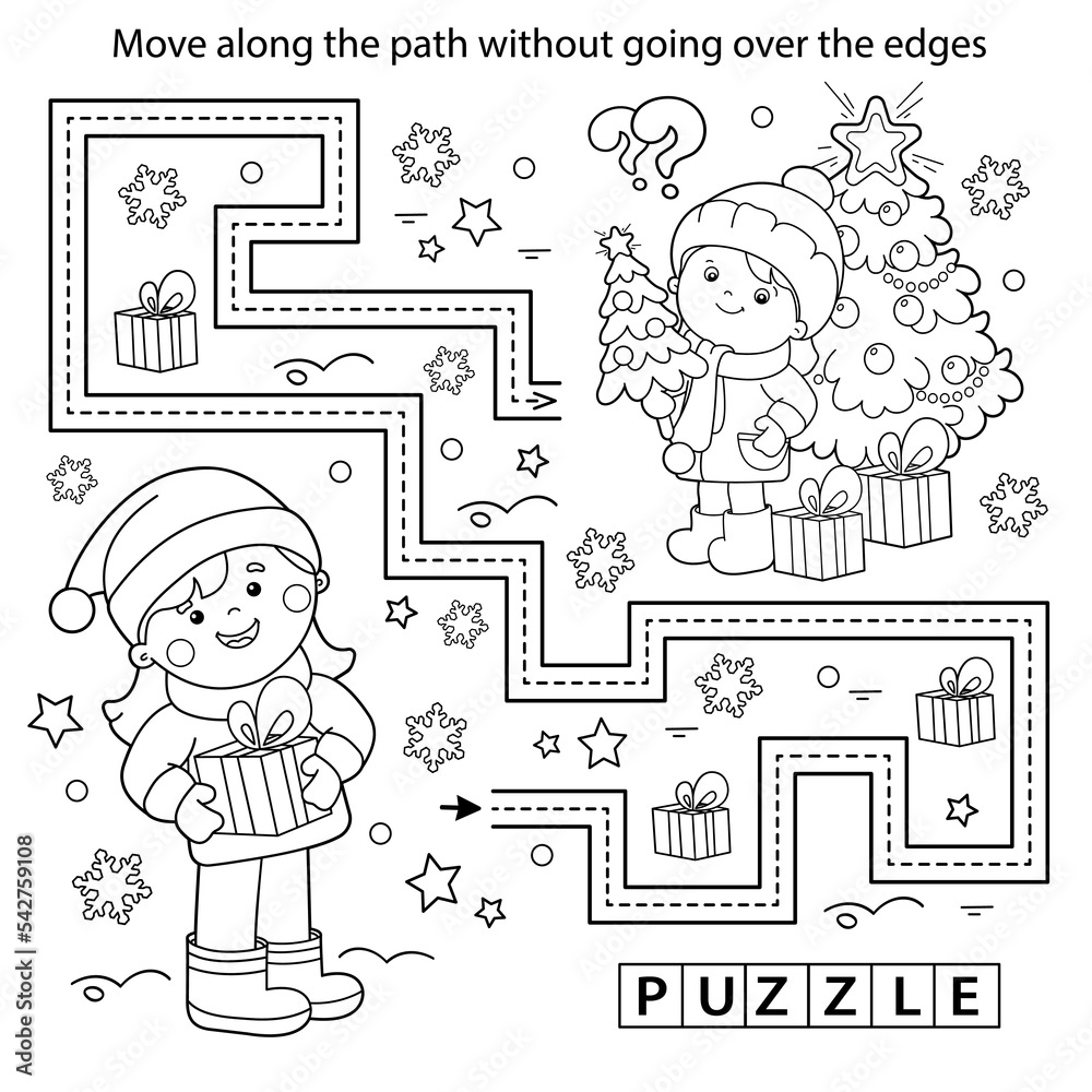 Handwriting practice sheet. Simple educational game or maze. Coloring ...