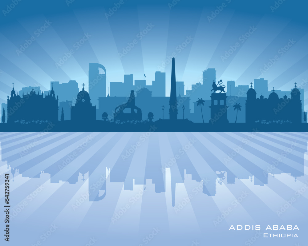 Addis Ababa Ethiopia city skyline vector silhouette Stock Vector ...