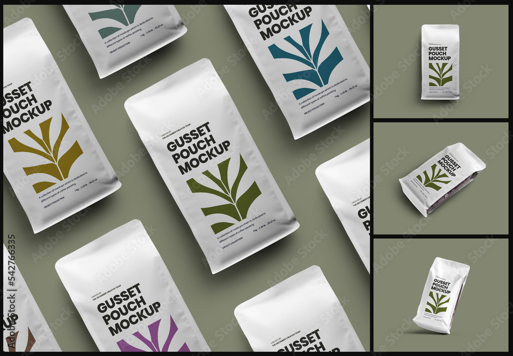 4 Stabilo Bag Coffee Mockup with Transparent Side Stock Template ...