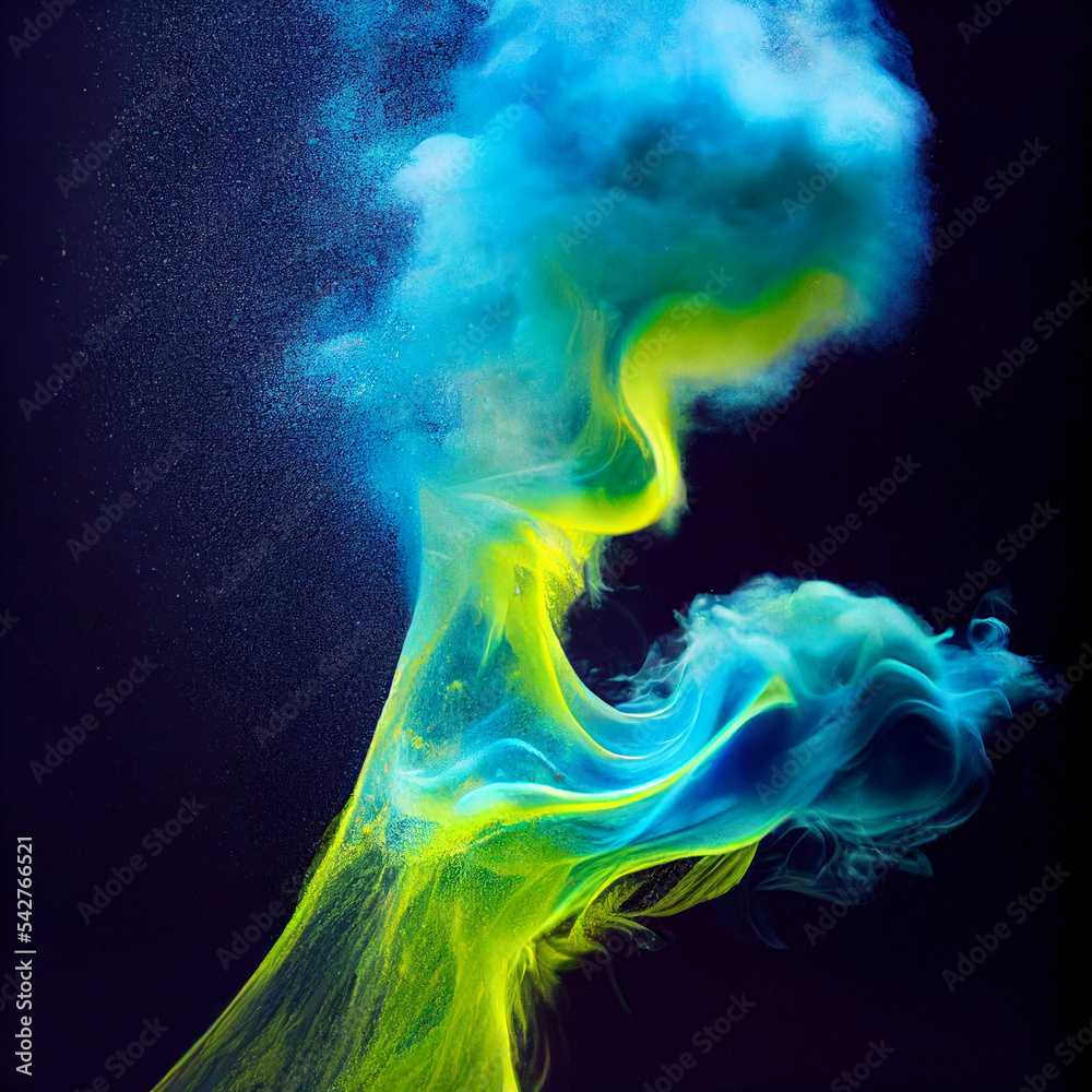 Blue and Yellow Smoky Powder Explosion Texture Background | Ukraine ...